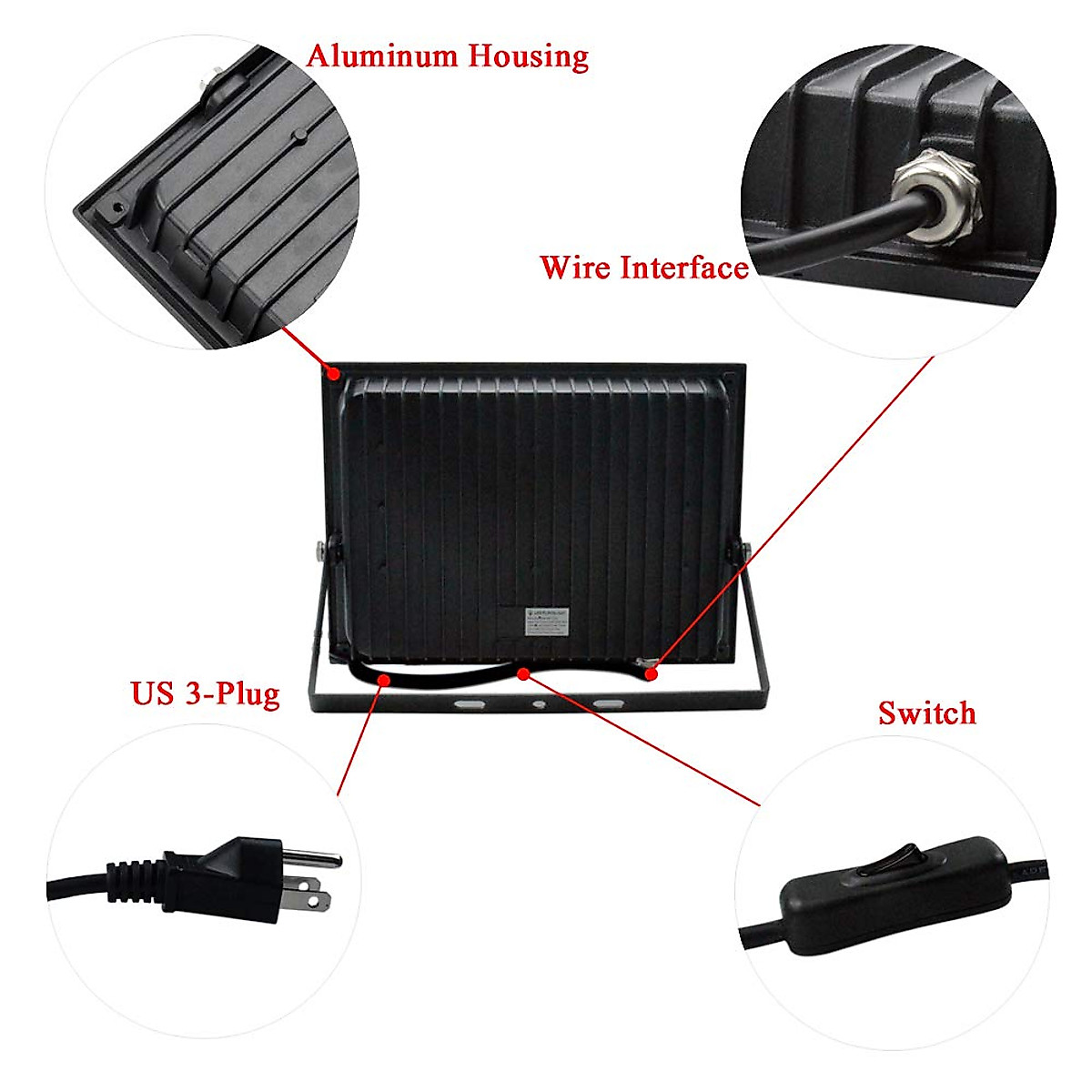 100W Black Lights Flood Light,Blacklight with Plug and Switch for Glow Party Large Space,IP66 Waterproof LED Black Lights for Fluorescent Poster,Halloween,Body Paint,Wedding.1 Pack