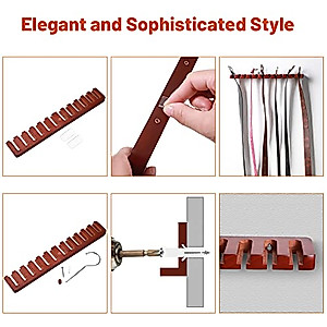 2 Pieces Belt Hanger Solid Wooden Belt Organizer Stylish Belt Storage Sturdy Belt Holder Belt Rack Organizer Belt Rack Holder for Closet Storing Belts Tie Scarf (Brown)