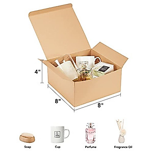 MESHA Brown Gift Box 8x8x4,Recycled Bridesmaid Proposal Boxes 25 Pack,Sturdy Kraft Gift Boxes with Lids for Mother's Day,Wedding,Graduation,Birthday,Holiday,Christmas