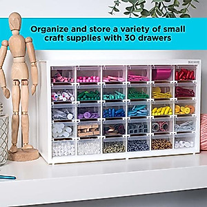 BLACK+DECKER Storage Organizer, 30 Drawer Modular Storage System, Easily Stackable (BDST40730FF), Clear, 1 Count (Pack of 1)