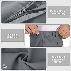 linlon Mens Hiking Shorts Outdoor Casual Lightweight Quick Dry Shorts Tactical Shorts Hiking Cargo Shorts, Grey,30