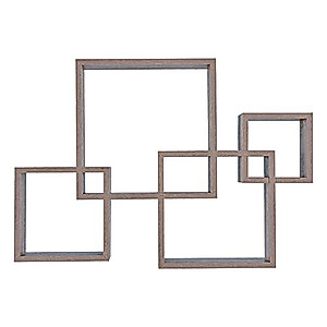 Danya B Decorative Wall Mount Floating Intersecting Cube Accent Wall Shelf - Weathered Oak