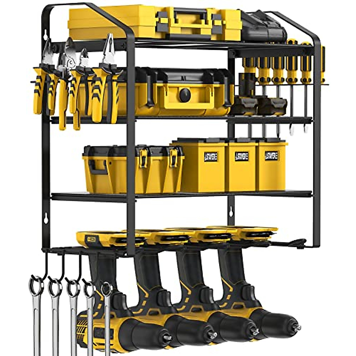 Venkuber Power Tool Organizer, Drill Holder Wall Mount, Garage Tool Organizers and Storage Heavy Duty Tool Shelf Rack