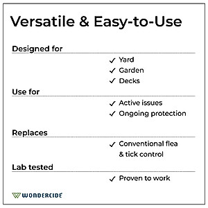 Wondercide - Flea and Tick Spray Concentrate for Yard and Garden with Natural Essential Oils – Kill, Control, Prevent, Fleas, Ticks, Mosquitoes and Insects - Safe Around Pets, Plants, Kids - 16 oz
