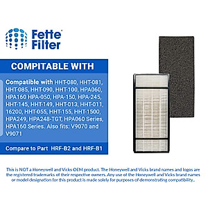 Fette Filter - Premium True Hepa H13 Filter H with Pre-Filter for Honeywell Model HPA-050 HPA-060 HPA-061 HPA-150 HPA-160 HHT-055 HHT-155 (QTY4) Part # HRF-H1 HRF-H2 HRF-B1 HRF-B2 Filter H (4+4)