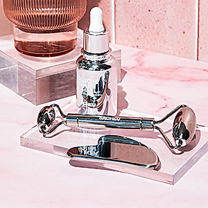 SACHEU Stainless Steel Gua Sha - Metal Gua Sha, Gua Sha Facial Tools Stainless Steel, Reduce Puffiness, Lymphatic Drainage, Facial Tension, Durable Stainless Steel Gua Sha Tool with Travel Pouch