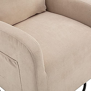 HomSof Rocker Recliner, Polyester Rocking Nursery, Modern Lounge Chair for Living Room, One Size, Beige Swivel Glider