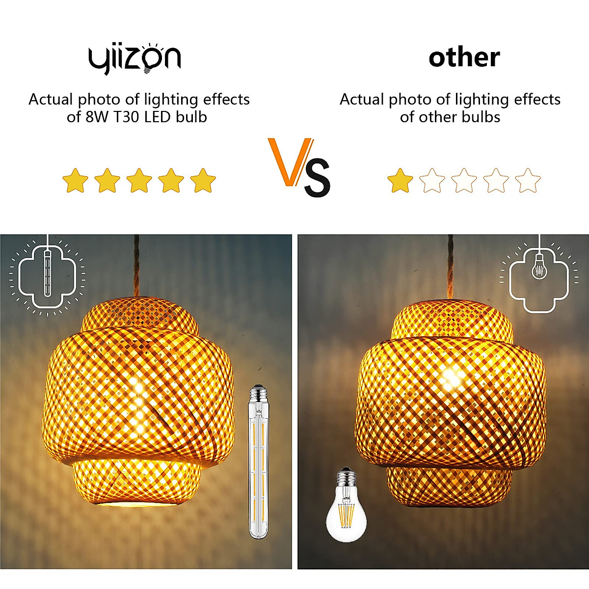 YIIZON Plug in Pendant Light Hanging Lamp with Handmade Bamboo Lampshade Dimmer Switch Boho Modern Rustic Country Natural Basket Hanging Light with Plug in Cord