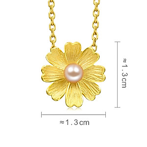 CHOW SANG SANG Cultural Blessings 999.9 24K Gold Bush Cinquefoil with Pearl Pendant for Women and Wedding Occasion 89694P [Not Include the Necklace]