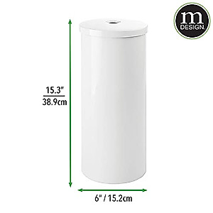 mDesign Plastic Floor Stand Toilet Paper Organizer with Cover, 3-Roll Space-Saving Tissue Storage for Bathroom - Fits Under Sink, Vanity, Shelf, in Cabinet, Corner - Aura Collection - 2 Pack - White