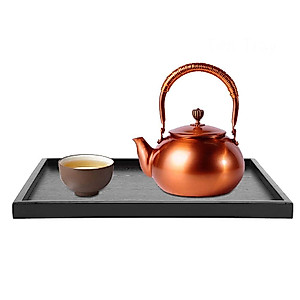 Fdit Rectangle Shape Solid Wood Tea Coffee Snack Food Meals Serving Tray Plate Home Hotel Restaurant Trays(36 x 27cm)