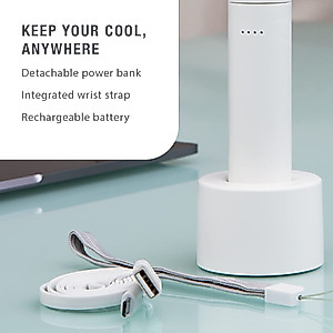 Brookstone Portable Mini Personal Fan with Power Bank | USB Rechargeable 2600mAh Battery | Handheld Desk Fan | Whisper Quiet 5-Speed