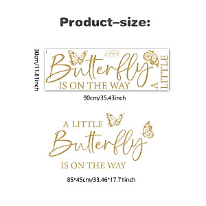 A Little Butterfly is On The Way Decal，Baby Shower Party Decal Sign，Gender Reveal Party Decorations, Arch Decor Baby Party Decorations Vinyl Stickers for Butterfly Backdrop Party Supply