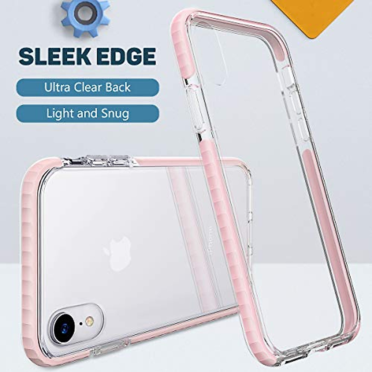 MATEPROX iPhone XR Case Clear Thin Slim Anti-Yellow Anti-Slippery Anti-Scratches Cover Shockproof Bumper Case for iPhone XR 6.1''(Pink)