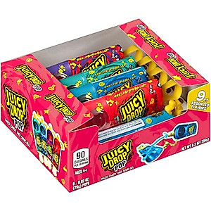 Juicy Drop Sweet & Sour Lollipop Variety Party Pack - 9 Count Sweet Lollipop Suckers & Sour Gel in Assorted Fruity Flavors - Fun Sour Candy For Birthdays And Parties - Sour Candy Variety