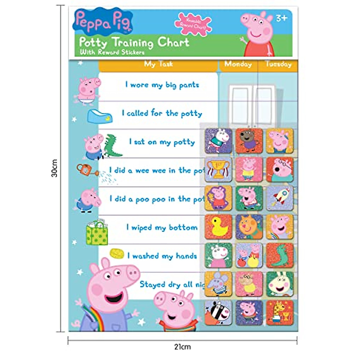 Paper Projects 01.70.30.022 Peppa Pig Potty and Toilet Training Reward Chart and 56 Sparkly Stickers, Pink