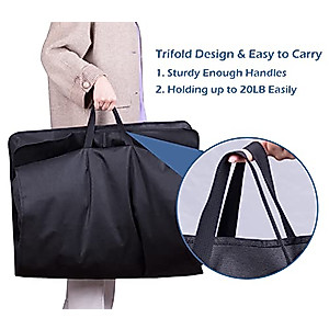 SLEEPING LAMB 60'' Trifold Garment Bags for Dress Storage Travel Dress Bag Gusseted Hanging Clothes Cover for Long Gowns, Coats, 2 Packs, Black