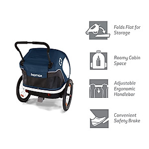 Hamax Outback One Seat Reclining Multi-Sport Child Bike Trailer + Stroller (Jogger Wheel Sold Separately) (Navy/White)