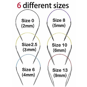 Circular Knitting Needles 16 Inch Set Round Metal Kit Size 13 10 8 6 2.5 0