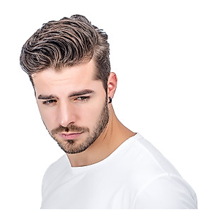 Jstyle Stainless Steel Black Unique Small Hoop Earrings for Men 1 Pairs Huggie Earrings Black