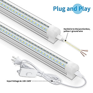 SHOPLED 4FT LED Shop Light, 40W 5500LM 5000K Daylight White, Linkable T8 LED Tube Lights 4FT, V-Shape, 4 Foot LED Shop Lights for Garage, 4 Pack