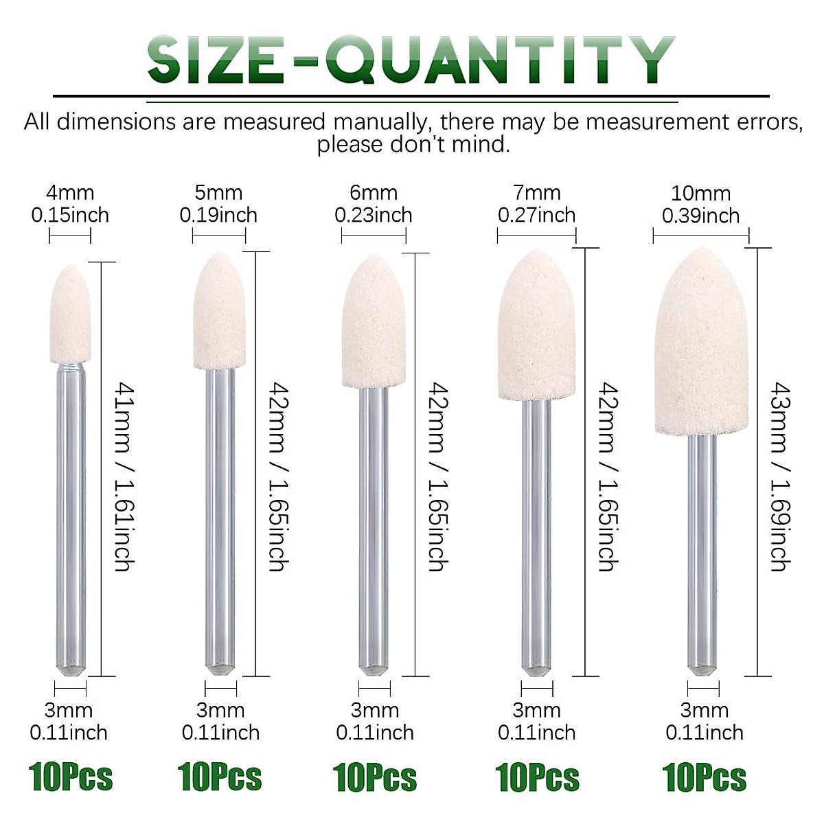 Keadic 100pcs Multifunctional Wool Felt Polishing Bits Mandrel Mounted Grinding Buffing Accessories Attachment Set - 1/8 Inch Shank