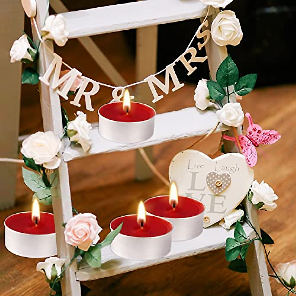 100 Packs Red Tealight Candles,Romantic Love Unscented Tea Lights Candles,Dripless & Long Lasting Smokeless Mini Tealight Candles for Mood,Romantic Decor,Pool,Dinners,Home,Wedding,Crafts(Red)