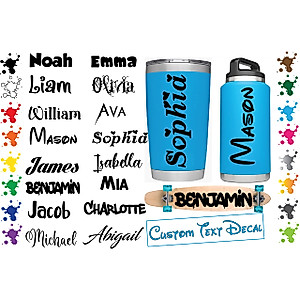 Crazy Wall Decals Personalized Custom Font Name Decal Sticker Compatible with Yeti RTIC Tumbler Cup - Laptop - Phones - RV - Boats - Notebooks - Vehicles - Design Your Own - Custom Vinyl Sticker