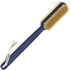 MainBasics Shower Brush Back Scrubber Dual-Sided Body Brush Long Handle with Soft and Stiff Bristles for Dry & Wet Brushing (Navy Blue)