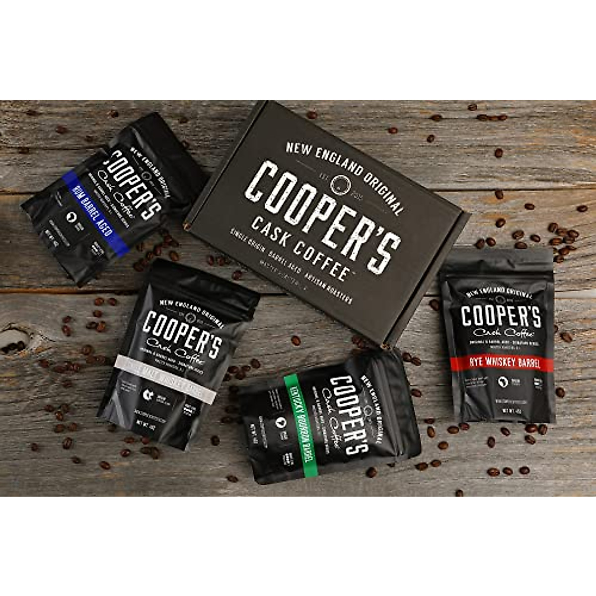 Bourbon Barrel Aged Coffee Whole Bean Set, Single Origin Sumatra Whiskey, Ethiopian Rye, Rwanda Rum Roasted Coffee Beans (Whole Bean)