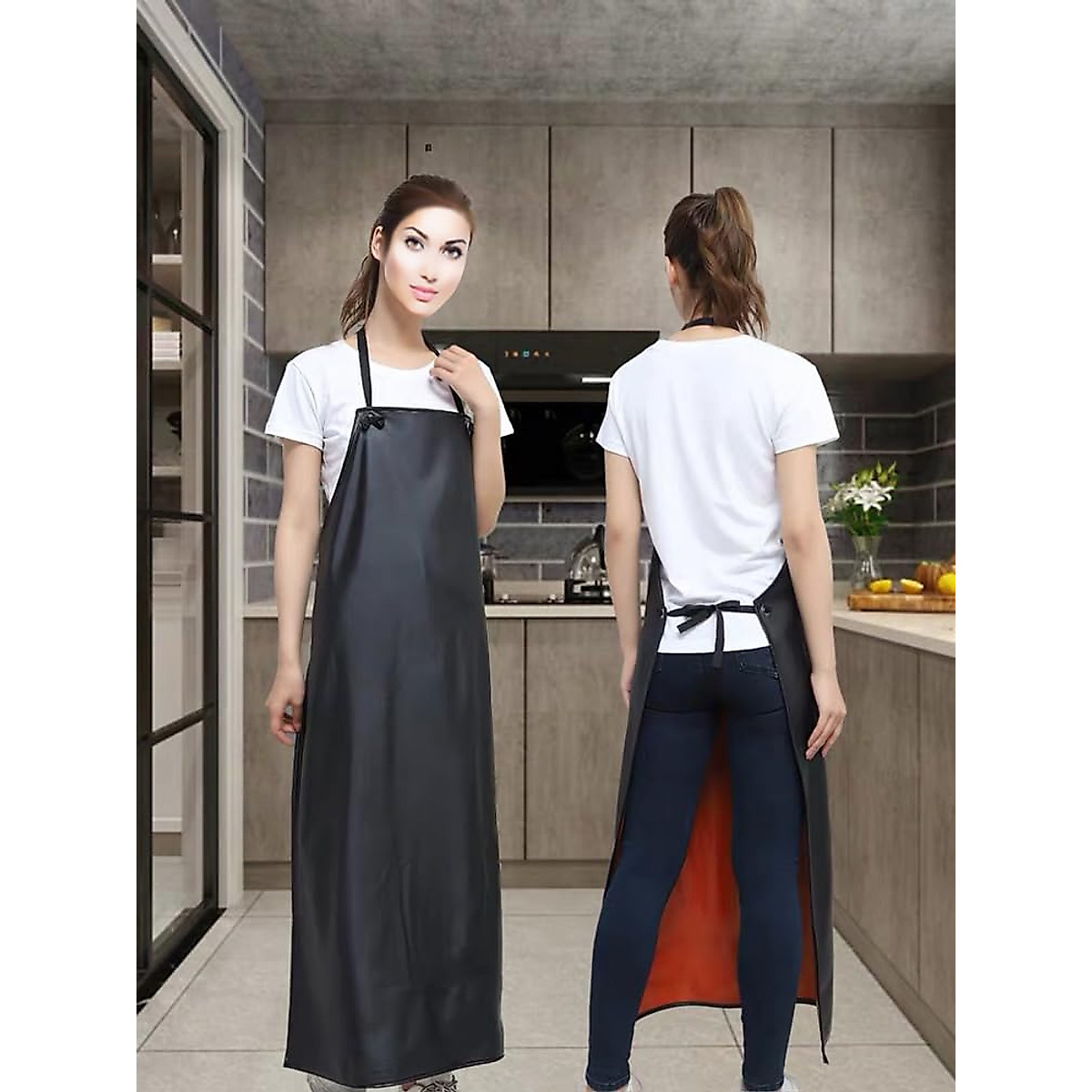 Waterproof Apron Rubber Vinyl, Heavy Duty 43" x 31" Plastic Apron Keeps You Clean and Dry When Dishwashing, Lab Work, Butcher, Dog Grooming, Cleaning Fish