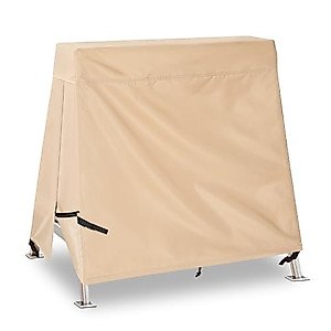 uHousDeco Outdoor Swing Covers for A Frame Patio Swing, 72" L x 55" D x 67" H, A-Frame Swing Cover Waterproof, Porch Patio Swing Canopy Cover, Windproof UV Resistant All Weather Protector - Beige