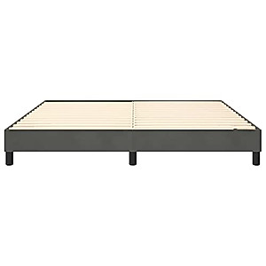 vidaXL Box Spring Bed Frame Home Indoor Bedroom Bed Accessory Wooden Upholstered Double Bed Base Furniture Dark Gray 76"x79.9" King Velvet