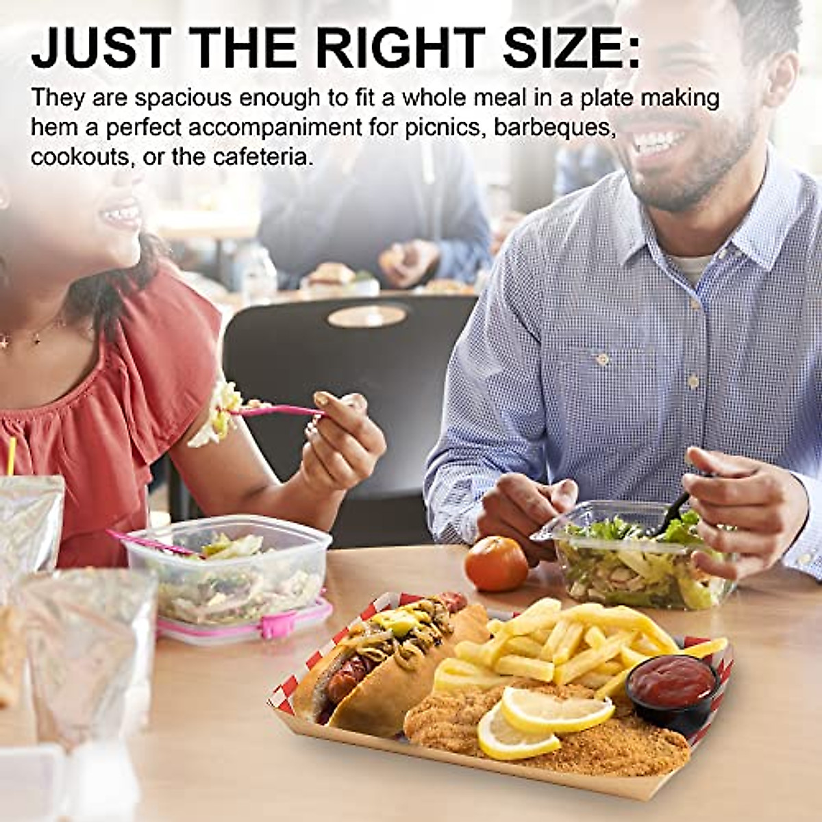 MT Products Red and White Kraft Checkerboard 10 inch School Lunch or Cafeteria Food Tray - Pack of 20 - Size: 10.5” x 7.5” x 1.5” inches Made in The USA