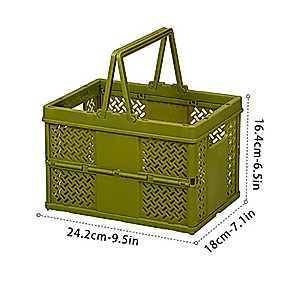 Grocery Basket Collapsible Crates for Storage, Instant Crate Collapsible Shopping Basket Milk Crate Storage Trunk Plastic Basket with Handle for Sundries/food/clothes
