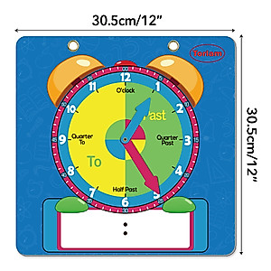 Magnetic Writable Dry Erase Learning Clock | Clock for Kids Learning to Tell Time | Large 12" Demonstration Teaching Time Practice Clock with Dry Erase Writing Surface | Pen Included | (Dark Blue)