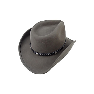Western Hat Band for Cowboy Hats by Silver Canyon, Black Leather with Silver Star Concho and Studs