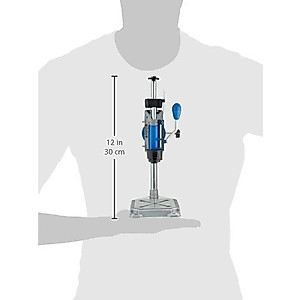 Dremel Drill Press Rotary Tool Workstation Stand with Wrench- 220-01- Mini Portable Press- Holder- 2 Inch Depth- Ideal for Drilling Perpendicular and Angled Holes- Table Top , Silver