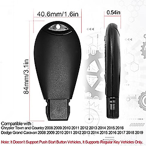 6 Buttons Remote Fob Unct Ignition Key fits 08-2016 Chrysler Town and Country, 08-2019 Dodge Grand Caravan, FCCID: M3N5WY783X 433MHZ, Pack of 2