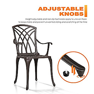 Nuu Garden 5 Pieces Patio Dining Set, Cast Aluminum Outside Table and Chairs with 4 Chairs and 33 Inch Round Bistro Table with Umbrella Hole for Backyard Deck Lawn and Garden Antique Bronze