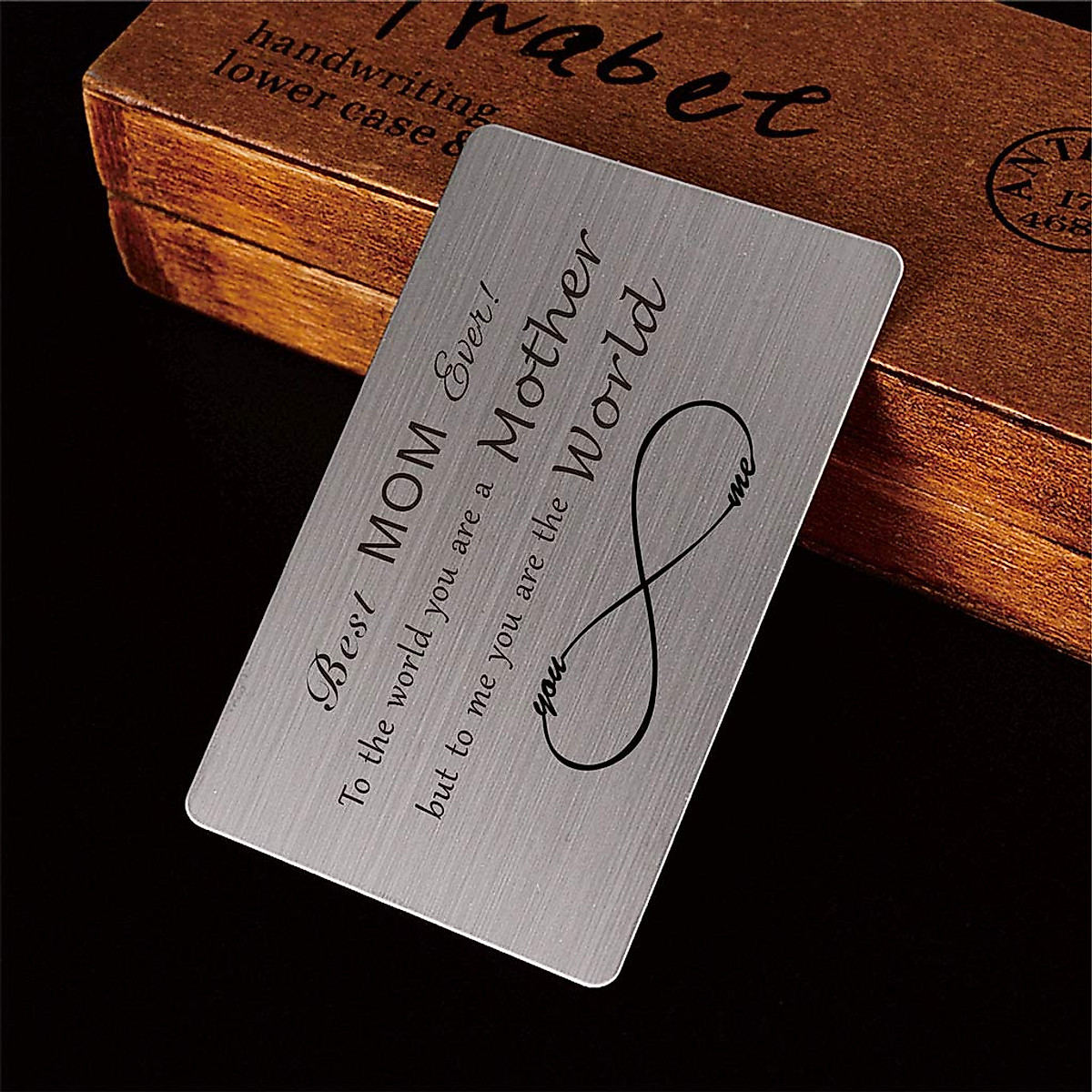 FALOGIJE Best Mom Ever Wallet Card - To The World You Are A Mother - Birthday Card for Mom, Christmas