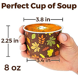 ROYAL BLUEBONNET Disposable Fall Bowls – 48 8oz Fall Themed Bowls for Thanksgiving Soup Bowls, Paper Bowls for Chili, Halloween Snack Cups, Pumpkin Soup Bowls, Fall Party Supplies, Fall Dessert Bowls
