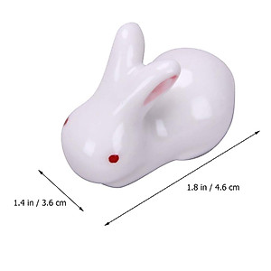 BESTOYARD 6 Pcs Mini Cute Rabbit 2 Inch Ceramic Chopsticks Stand Rest Bunny Shape Chopsticks Rack Stand Spoon Fork Holder Easter Party Dinning Table Decoration