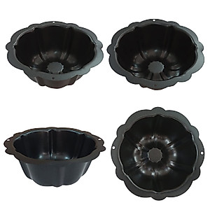 Proshopping Carbon Steel Mini Bundt Cake Pans, 4 Inch Metal Nonstick Fluted Cake Pan, 4Pcs Kugelhopf Mould for Baking Buntcake Bundtlet Bavarois Cupcake Brownie Pudding Tarts - Pumpkin Shaped, Black