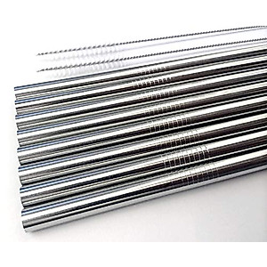 CocoStraw B00K4PP0VK 8 Large Wide Smoothie Straws/Straight Frozen Drink Straw, Stainless Steel