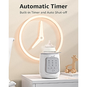 GROWNSY Bottle Warmer, 9-in-1 Water Bath Nutri Baby Bottle Warmer, Fast & Easy Milk Warmer for Breastmilk& Formula, Auto Timer, Defrost, Steri-lize, Warms Baby Milk to Body Temp and Maintain Nutrients