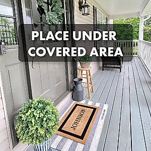 COCO MATS 'N MORE Black Single Bordered Personalized Coco Doormat 38" x 60" with Vinyl Backing | Personalized House Mats Outdoor | Minimal Shedding | Scrapes Dirt Away Effectively