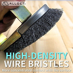 ALLGET Iron-Shaped Steel Wire Brush, high-Hardness Steel Wire Suitable for Heavy-Duty Cleaning, Rust Removal, Scraping, and polishing on Hard Surfaces.