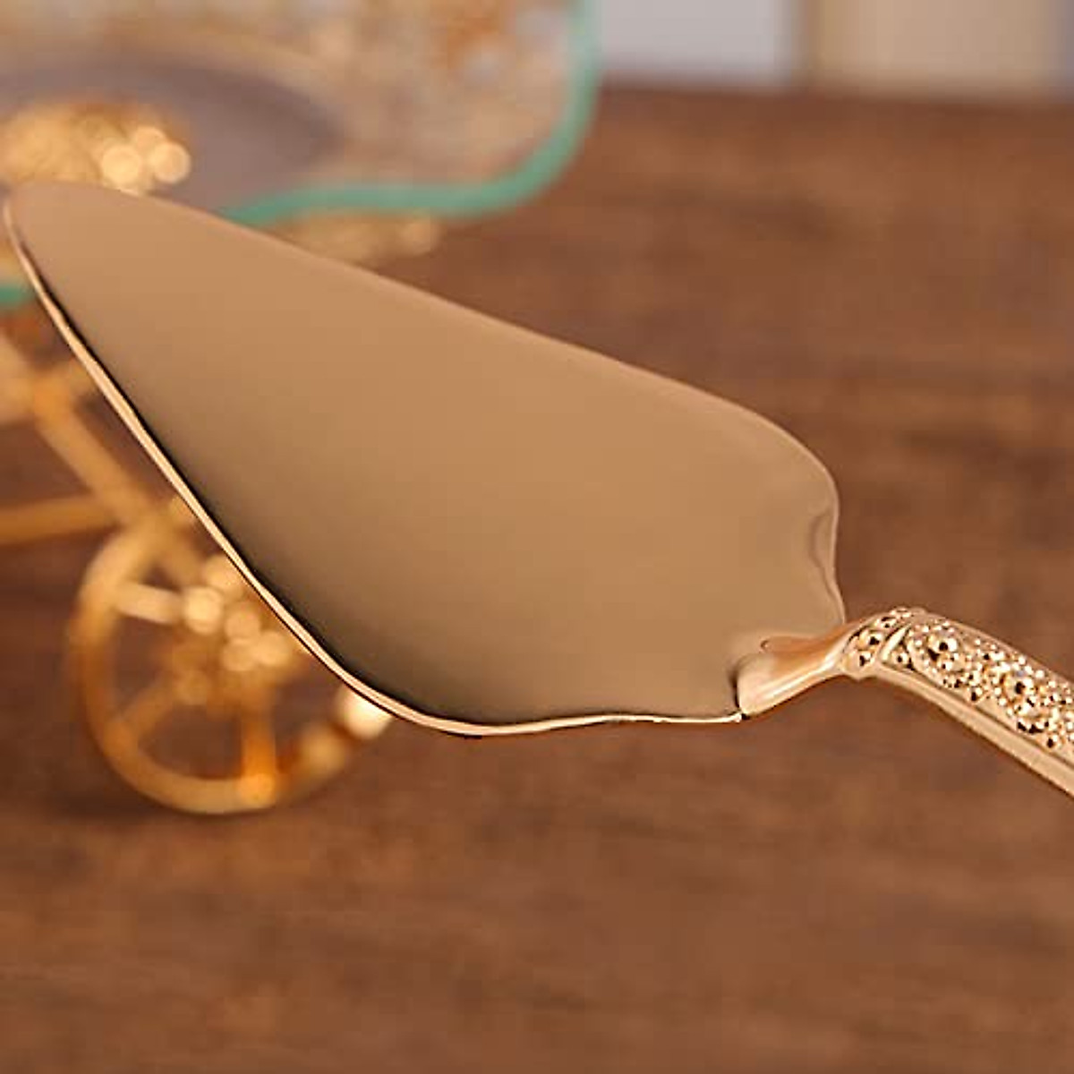 European Style Wedding Cake Knife and Server Set Exquisite Cake Cutting Set for Wedding Cake Cutting Set for Wedding (Gold-1)