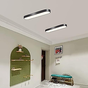 Becailyer Dimmable LED Ceiling Light, Modern Linear Black Flush Mount Ceiling Light, Metal Ceiling Chandelier Lighting Fixture for Living Room Bedroom Dining Room Office Hallway Aisle (60W/23.6in L)